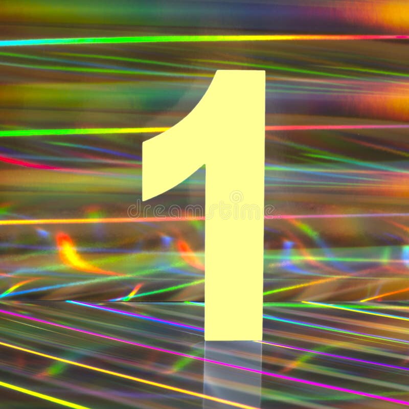 Number One on Abstract Multicolored Holographic Background Stock Photo ...