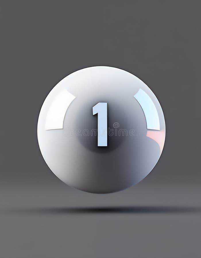 Number One Ball with Reflections on Gray Background - Design Element ...