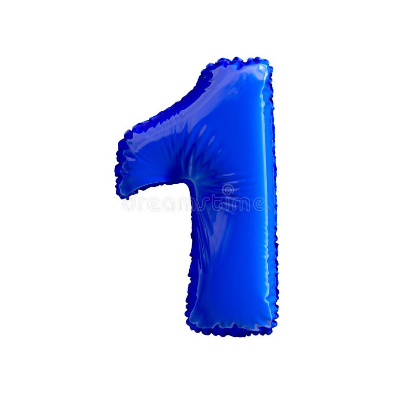 Number 1 One of Blue Balloons on a White Background. Stock Illustration ...