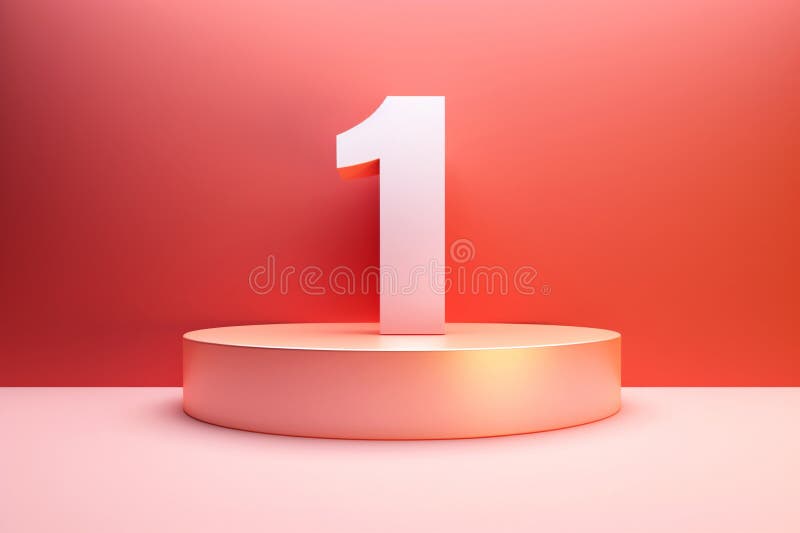 The Number One in Bold Red, Displayed on a Red Background with a Podium ...