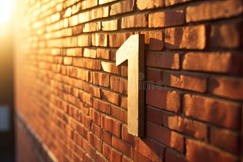 Number One on a Brick Wall at Sunset. Shallow Depth of Field. Stock ...