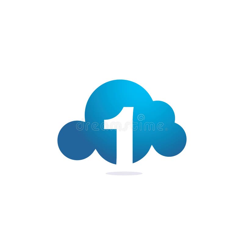 Number One with Cloud Vector Logo Design. Stock Vector - Illustration ...