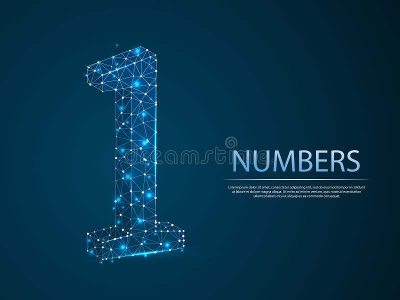 Number One 3D Low Poly Abstract Illustration.Vector Digit 1 Wireframe ...