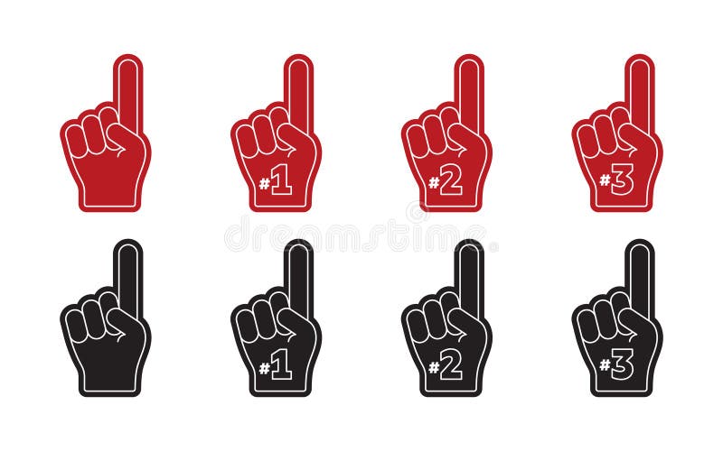 Number One Fan Foam Finger Icons Stock Illustration - Illustration of ...