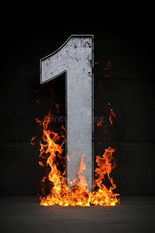 Number One on Fire with Dark Background Stock Image - Image of power ...