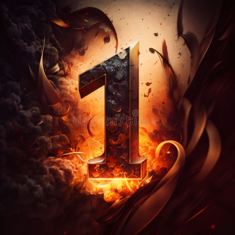 Number One in Fire Flames. 3D Illustration with Space for Your Text ...