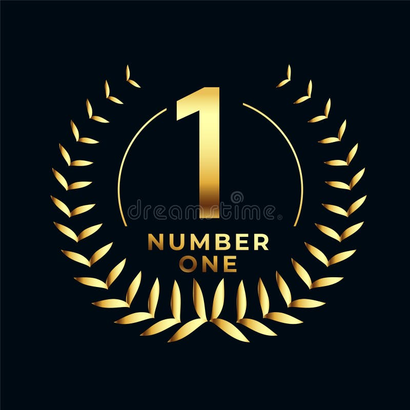 Number One Golden Label with Leaves Wreath Stock Vector - Illustration ...