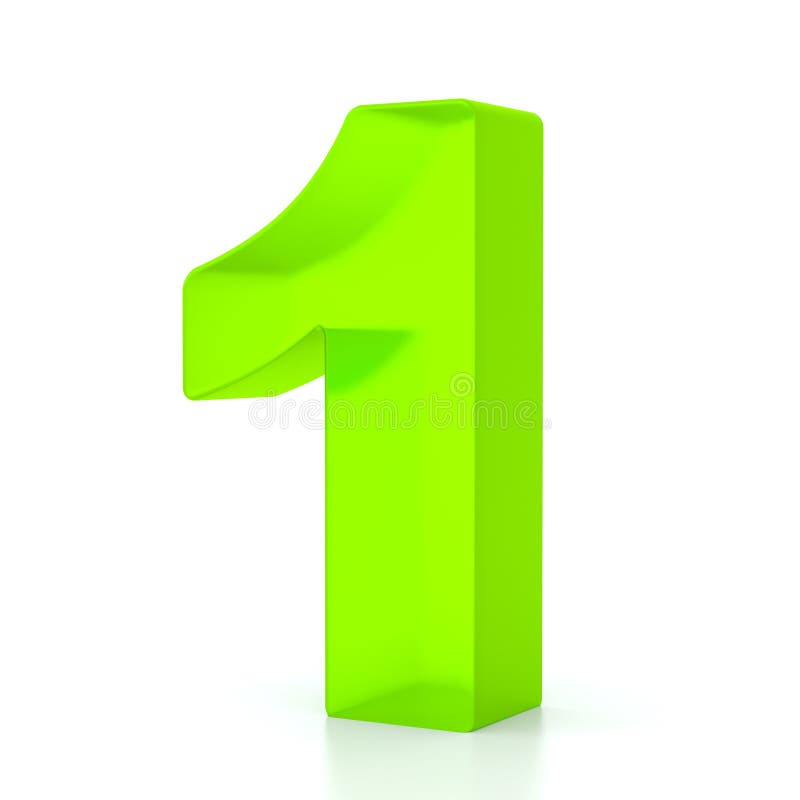 Number One with Green Glass Material. 3d Symbol for Graphic Design ...