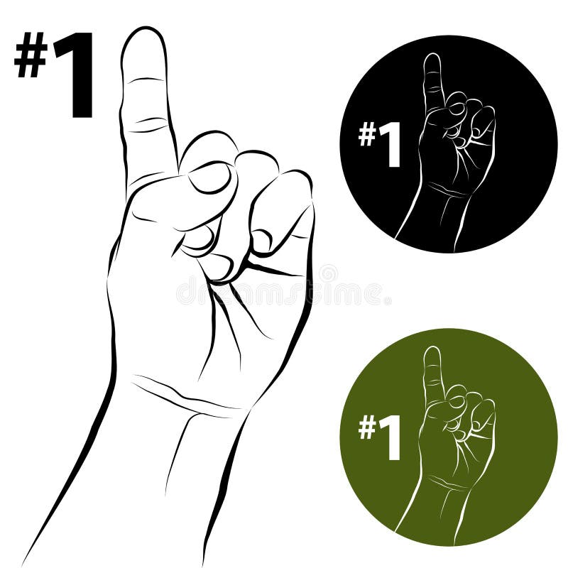 Number One Hand Gesture Line Drawing Stock Vector - Illustration of ...