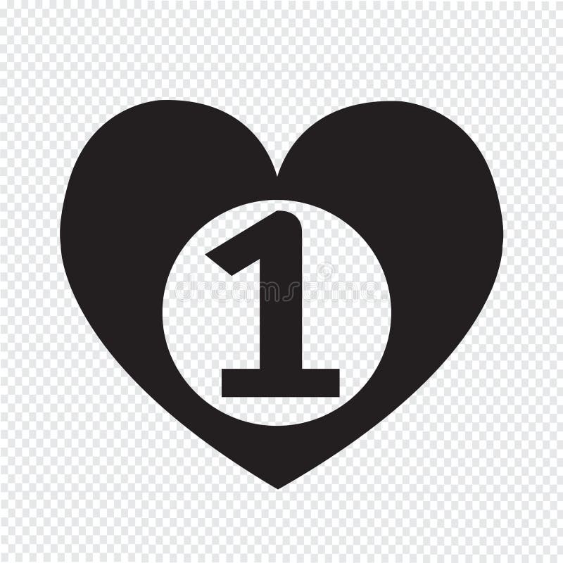 Number one heart icon stock vector. Illustration of decoration - 64799343