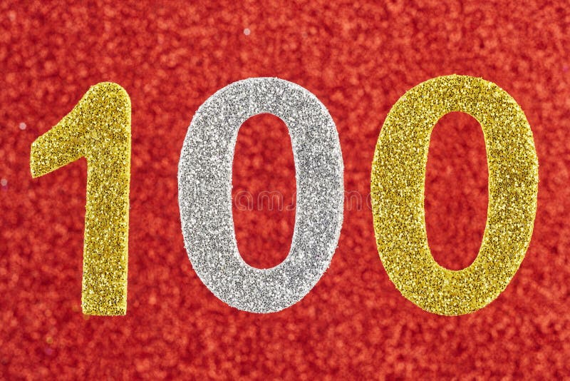 Number One Hundred Over a Red Background. Anniversary Stock Photo ...