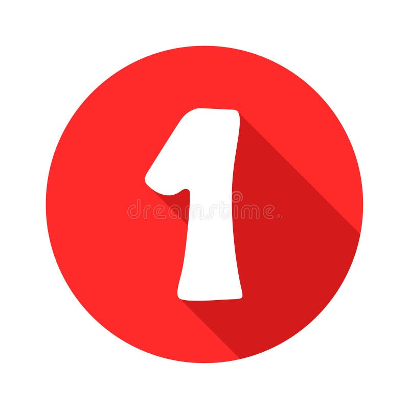 Number 1 One Icon Vector Illustration, Flat Design Icon with Long ...