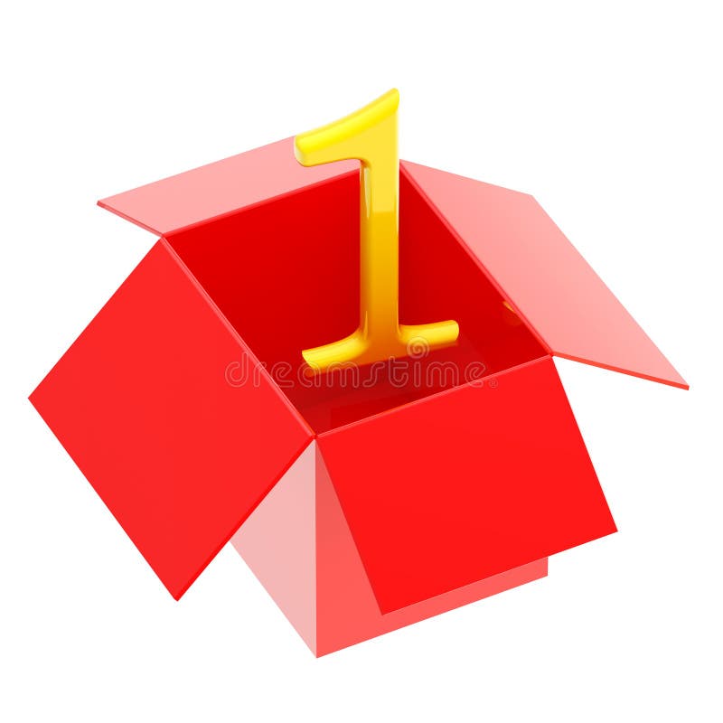 Number One Inside the Glossy Red Box Stock Illustration - Illustration ...