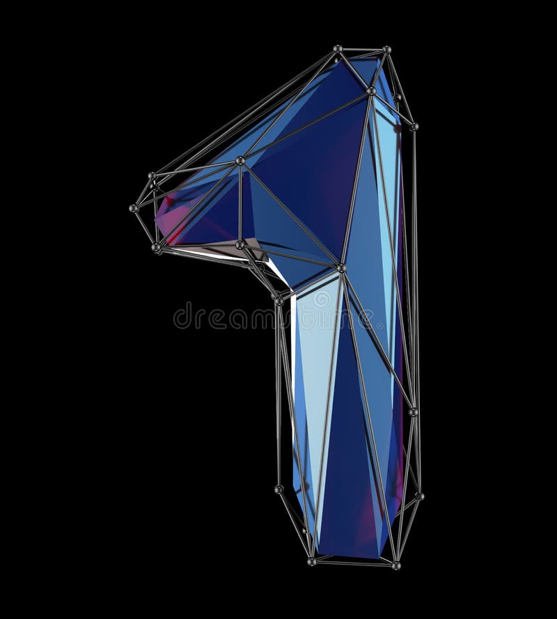Number 1 One In Low Poly Style Blue Color Isolated On Black Background ...