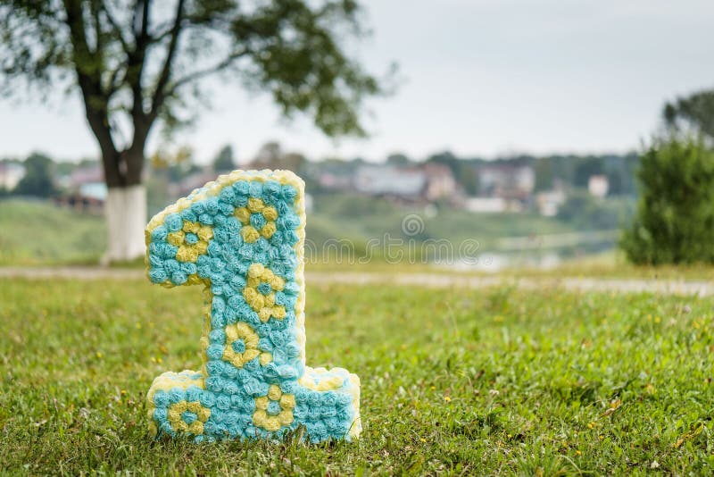 Number One Made of Flowers on Green Grass Stock Image - Image of letter ...