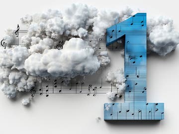 A Number One Made Out of Clouds with Music Notes on it Stock Photo ...