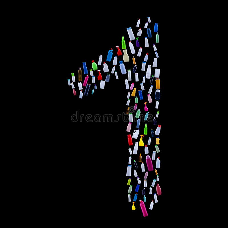 Number One Made of Plastic Waste Bottles Stock Image - Image of ...
