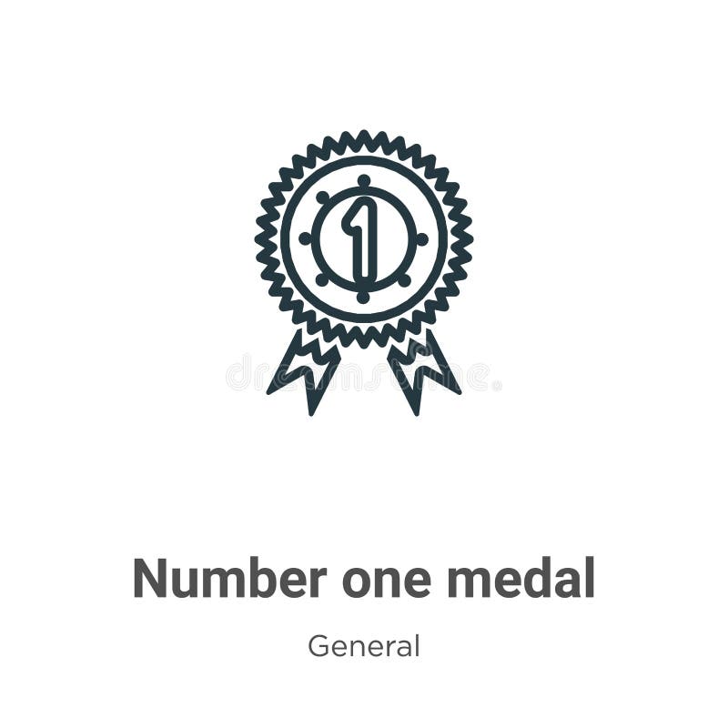 Number One Medal Outline Vector Icon. Thin Line Black Number One Medal ...