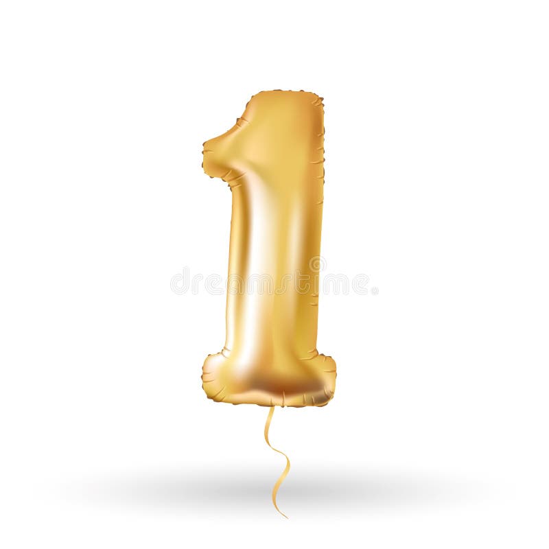Number One Metallic Balloon Stock Illustration - Illustration of gold ...