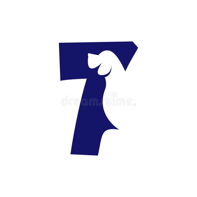 Number Seven with a Negative Space Dog Logo Stock Vector - Illustration ...