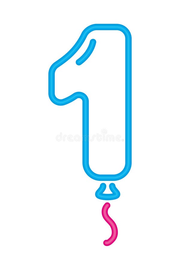 Number One Neon Balloon stock illustration. Illustration of festival ...
