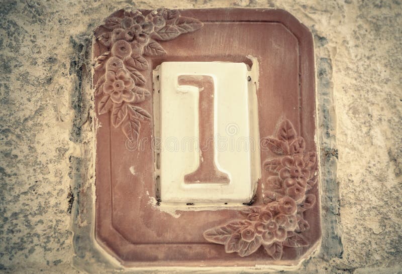 Number 1 tile street stock image. Image of retro, address - 184592777