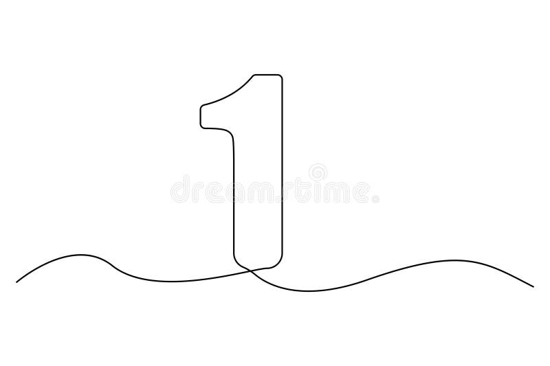 Number One Outline. Minimalist Vector Illustration. Continuous Black ...
