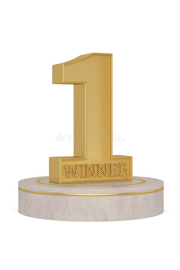 Number One with Pedestal Isolated on White Background. 3d Illustration ...