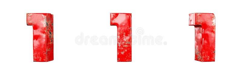 Number 1 One from Red Scratched Metallic Numbers Collection Set ...