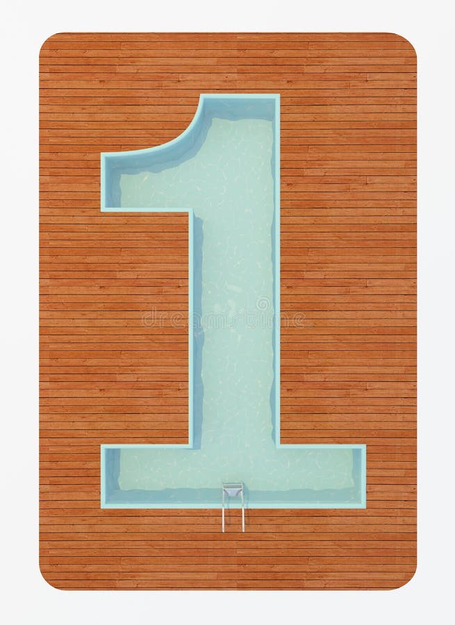Number One in the Shape of the Pool 3d Rendering Stock Illustration ...