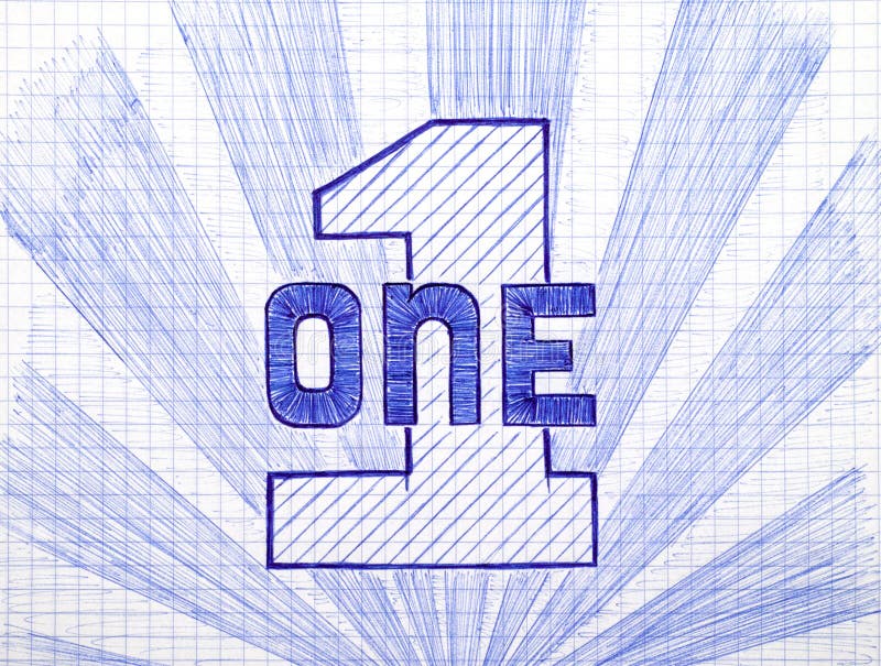 Number One on the Sheet of Checkered Paper Stock Photo - Image of hatch ...