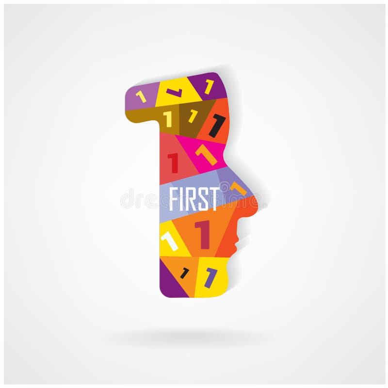 Number One Silhouette Head Symbol,first Sign Stock Vector ...