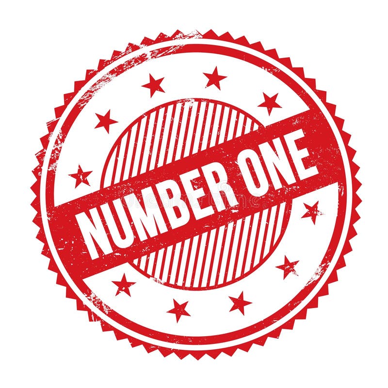 NUMBER ONE Text Written on Red Grungy Round Stamp Stock Illustration ...