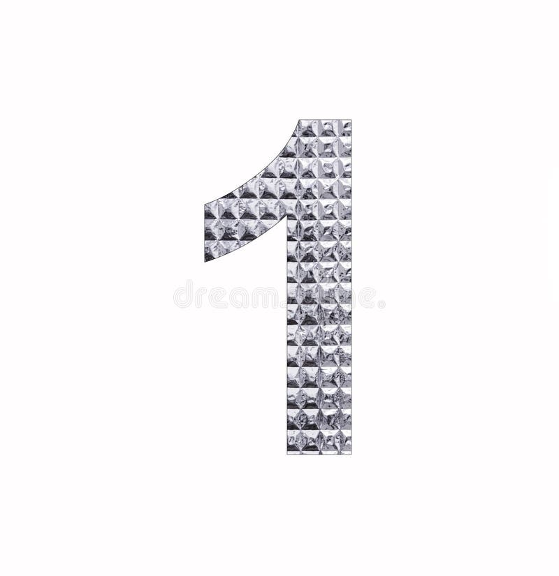 Number 1 - Digit One in Textured Silver Shiny Paper Stock Illustration ...