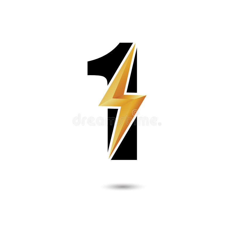 Number One 1 Thunder Bolt Logo Design Stock Vector - Illustration of ...