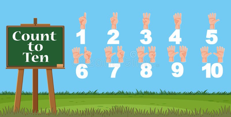 Count to ten with finger stock vector. Illustration of icon - 126755361