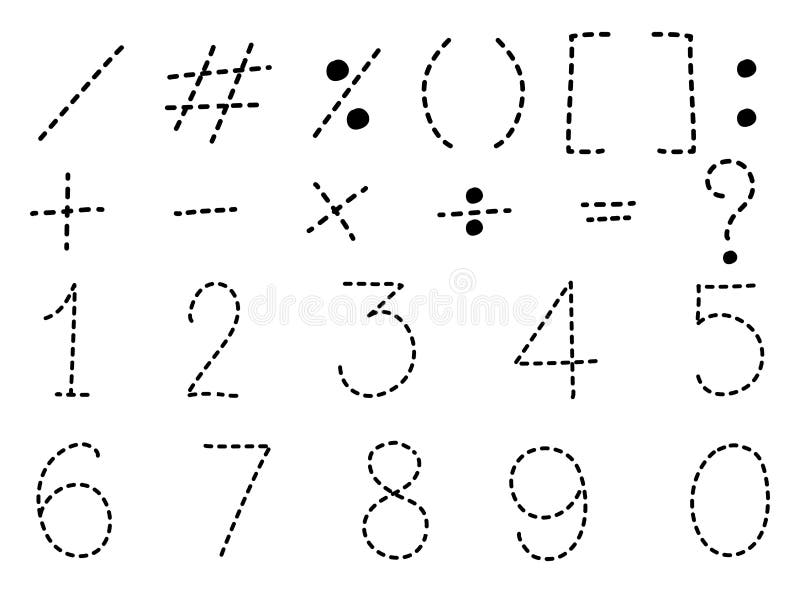 Number One To Zero and Math Signs Stock Vector - Illustration of letter ...