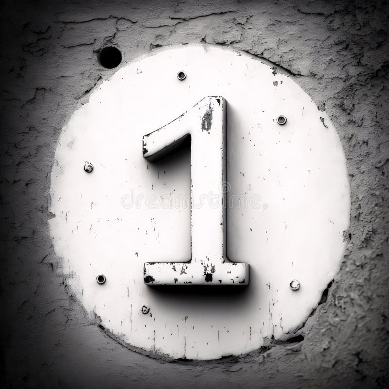 Number One on a White Painted Wall. Black and White Photo Stock ...