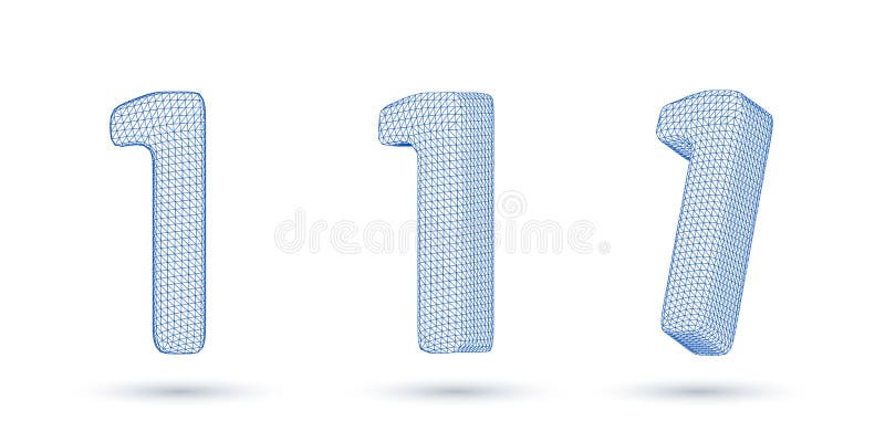 Number One Wireframe High Polygonal Outline Low Poly Style Vector ...