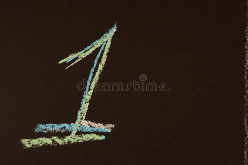 Number One Written on a Blackboard in Chalk of Different Colors with ...