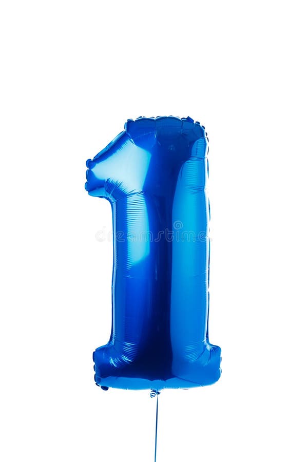 Number One Year Blue Balloon, First Birthday, Isolated on White Stock ...