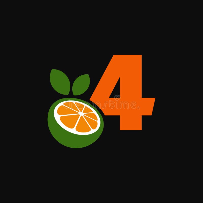 Number 4 Orange Logo with Background Stock Illustration - Illustration ...