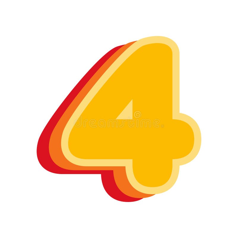 Number 4 Orange, Vector Illustration Stock Vector - Illustration of ...