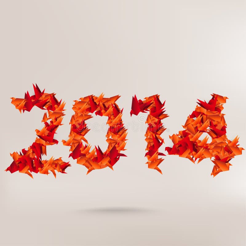 Number 2014 with Origami Birds Stock Vector - Illustration of feather ...