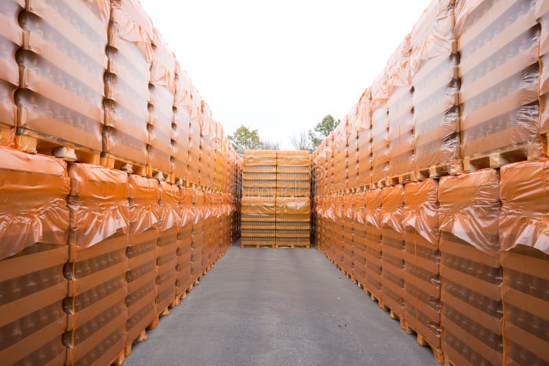Number of Packaged Pallets with Products in Open-air Warehouse Stock ...