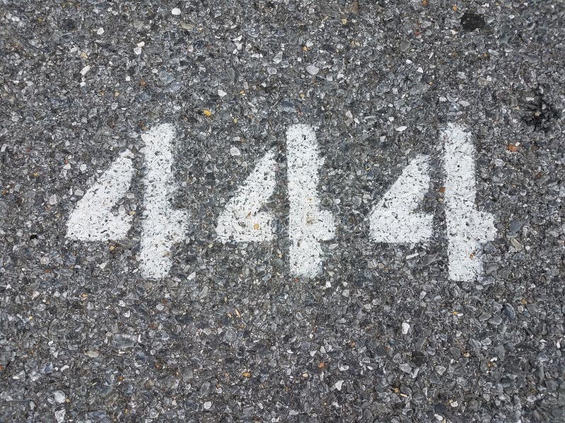 The Number 444 Painted on Black Asphalt Stock Photo - Image of asphalt ...