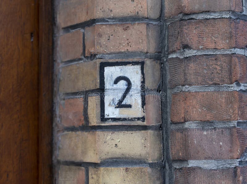 Number 2 Painted on the Brick Wall Stock Image - Image of number ...