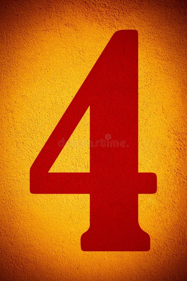 Number 4 Painted on Cracked Wall Stock Photo - Image of worn, cracked ...