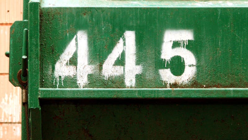 Number 445 Painted on the Metal Container Stock Image - Image of ...