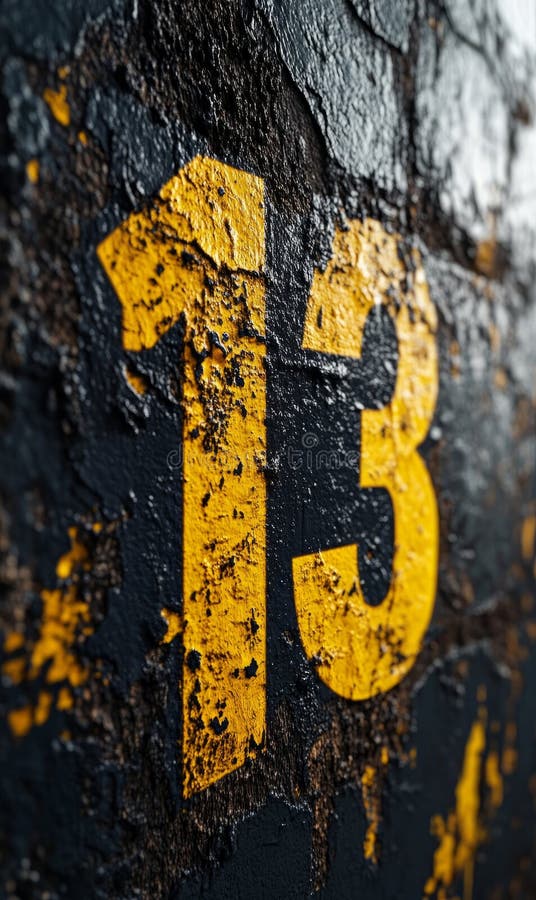 Number 13 Painted on a Weathered Black Surface Stock Image - Image of ...